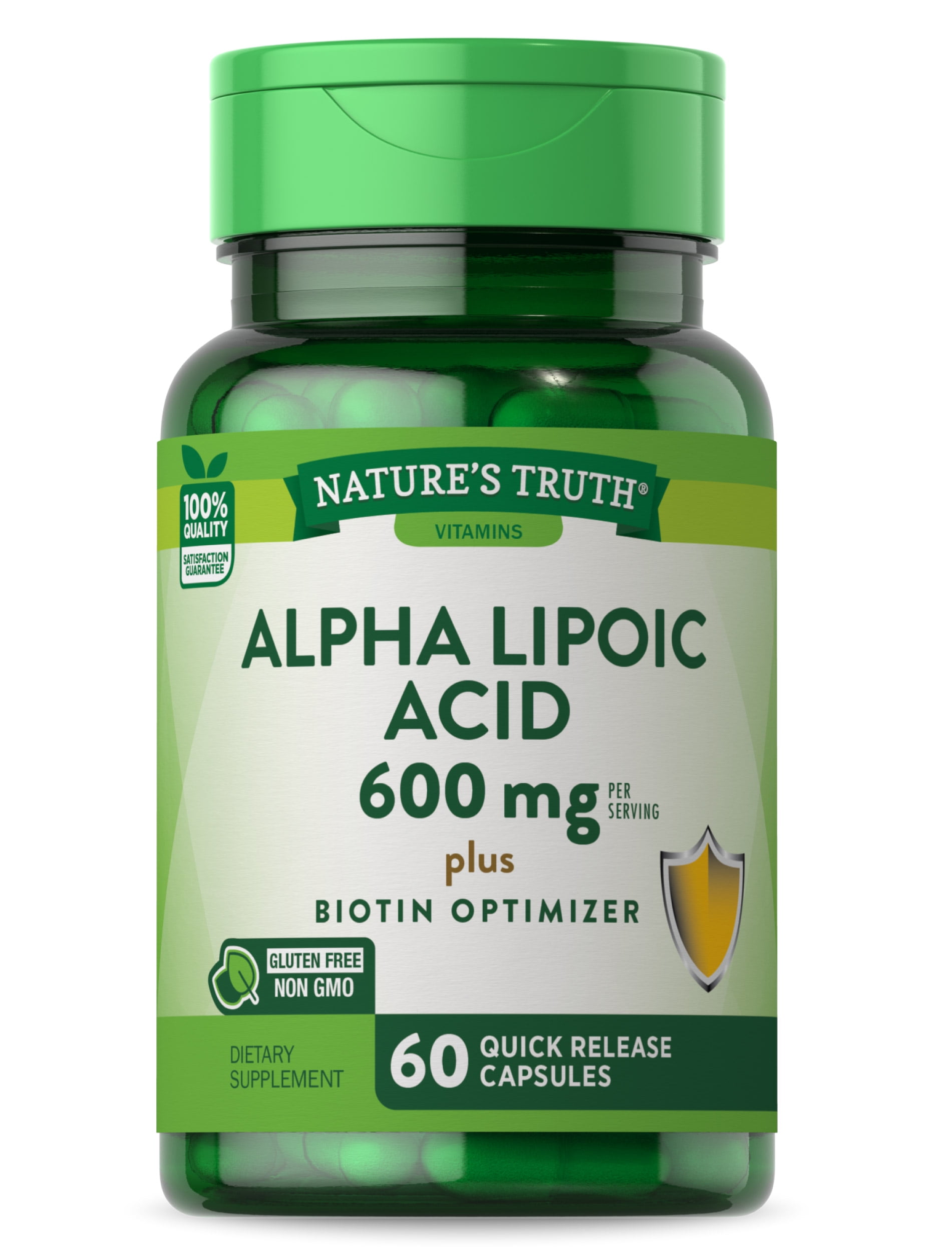 Nature's Truth Alpha Lipoic Acid 600mg & Biotin - 60 Gluten Free ...
