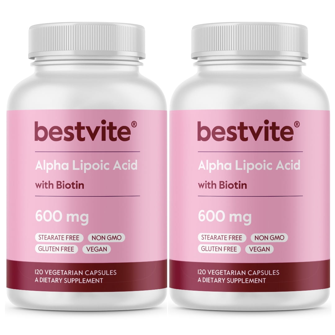 Alpha Lipoic Acid 600mg with Biotin, 240 Vegan Capsules (2-Pack ...