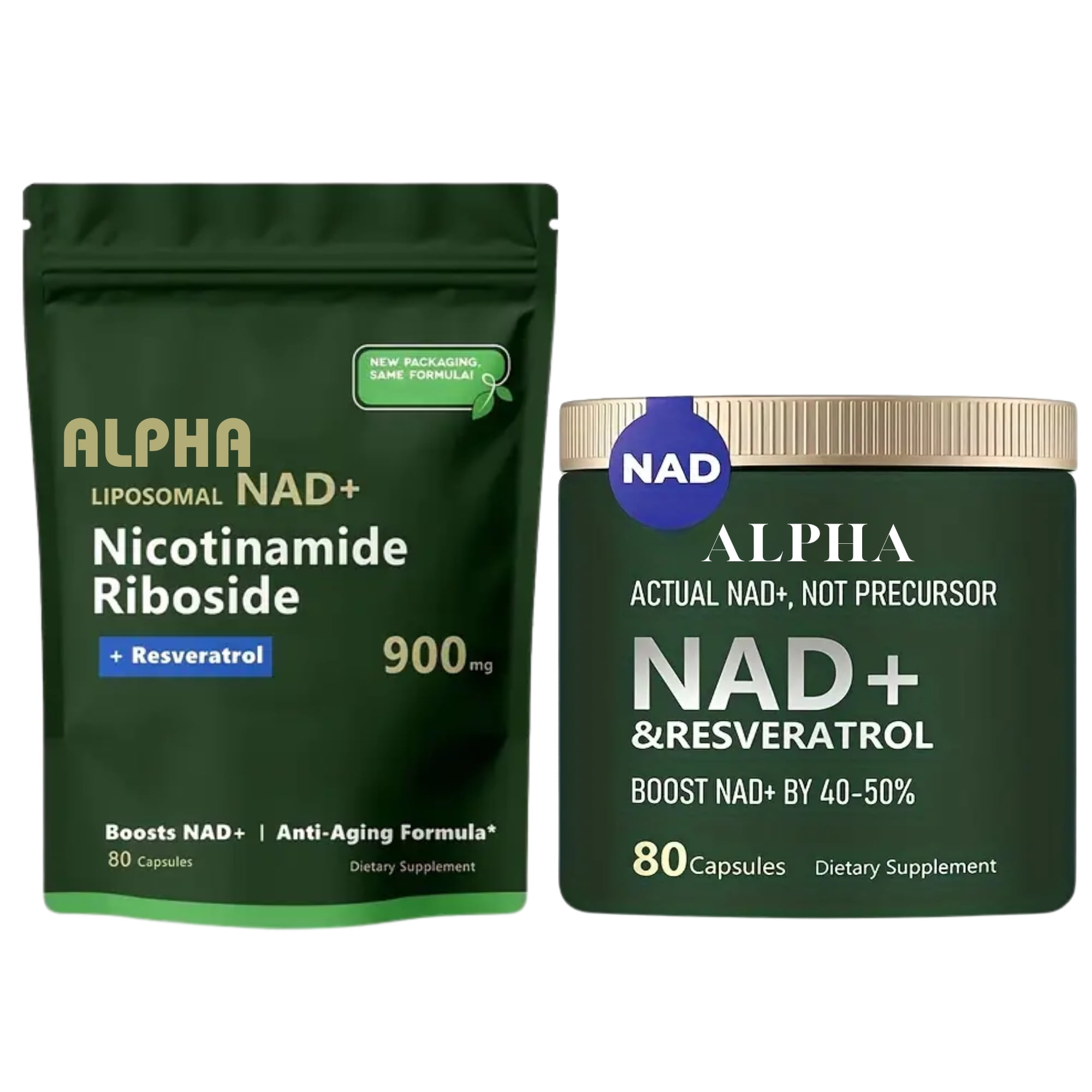 Alpha Liposomal NAD+ with Nicotinamide Riboside & Resveratrol, 900mg ...