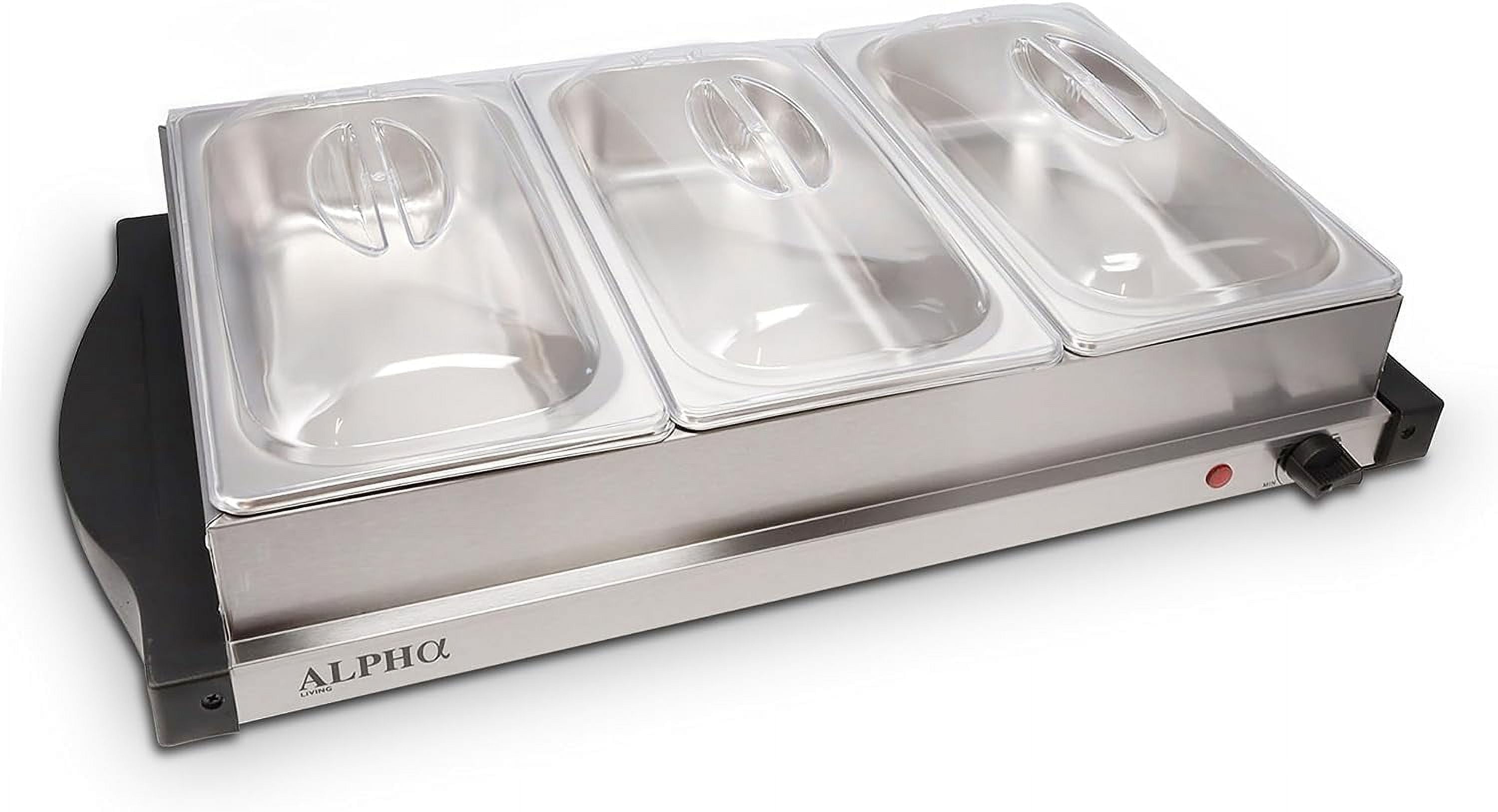 Alpha Living Electric Food Warmer, Includes 3 trays, Adjustable temp ...