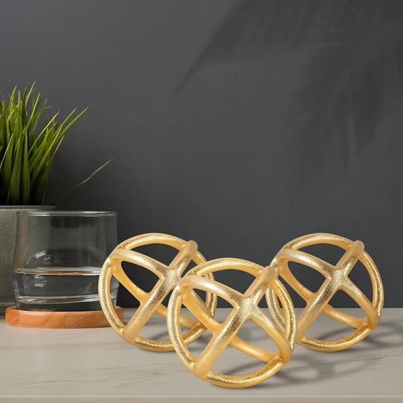 Alpha Living Home Accent Decorative Balls Set of 3 - Modern Metal ...