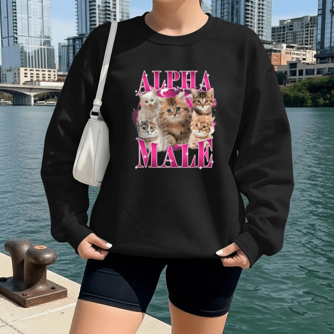 Alpha Male Cat Meme Funny Feline Lover Sarcastic Humor Cute Sweatshirt ...