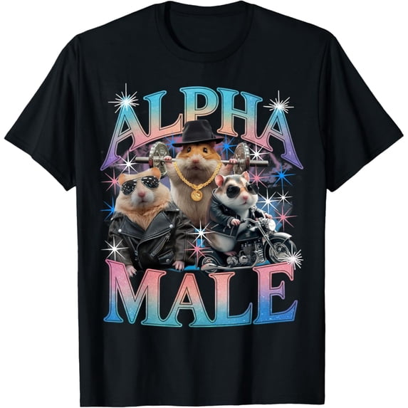 Alpha Male Funny Hamster,ronic Bootleg Vintage T-Shirt - Walmart.com