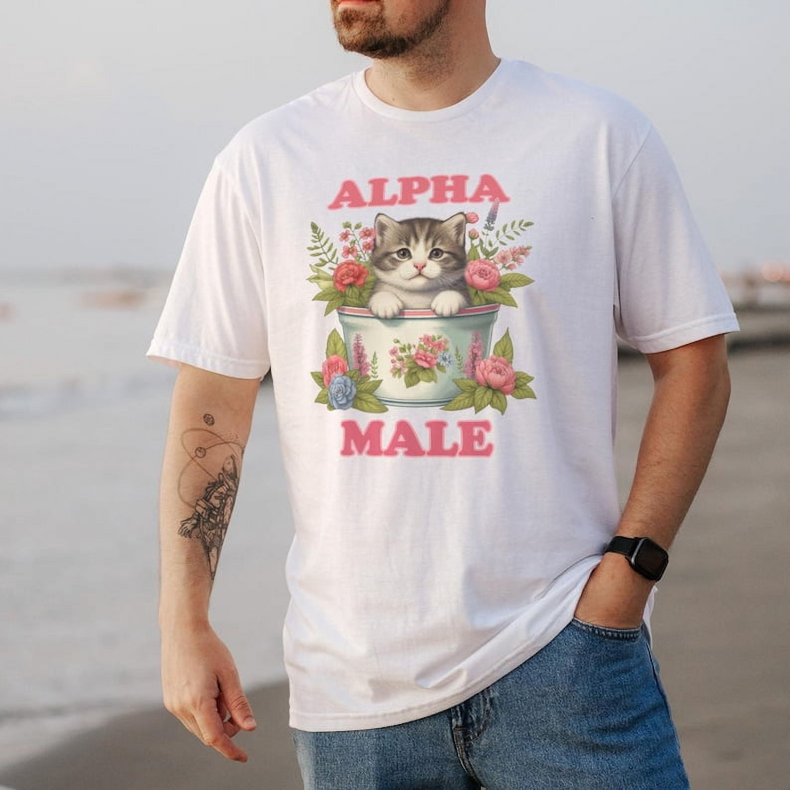 Alpha Male Funny Kitten Shirt Cat Meme Boyfriend Father Mom Tee Cat ...