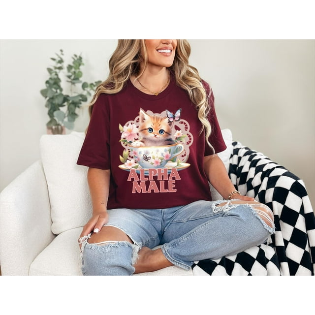 Alpha Male Funny Kitten T-shirt, Funny Cat Meme Shirt, Boyfriend Gifts ...