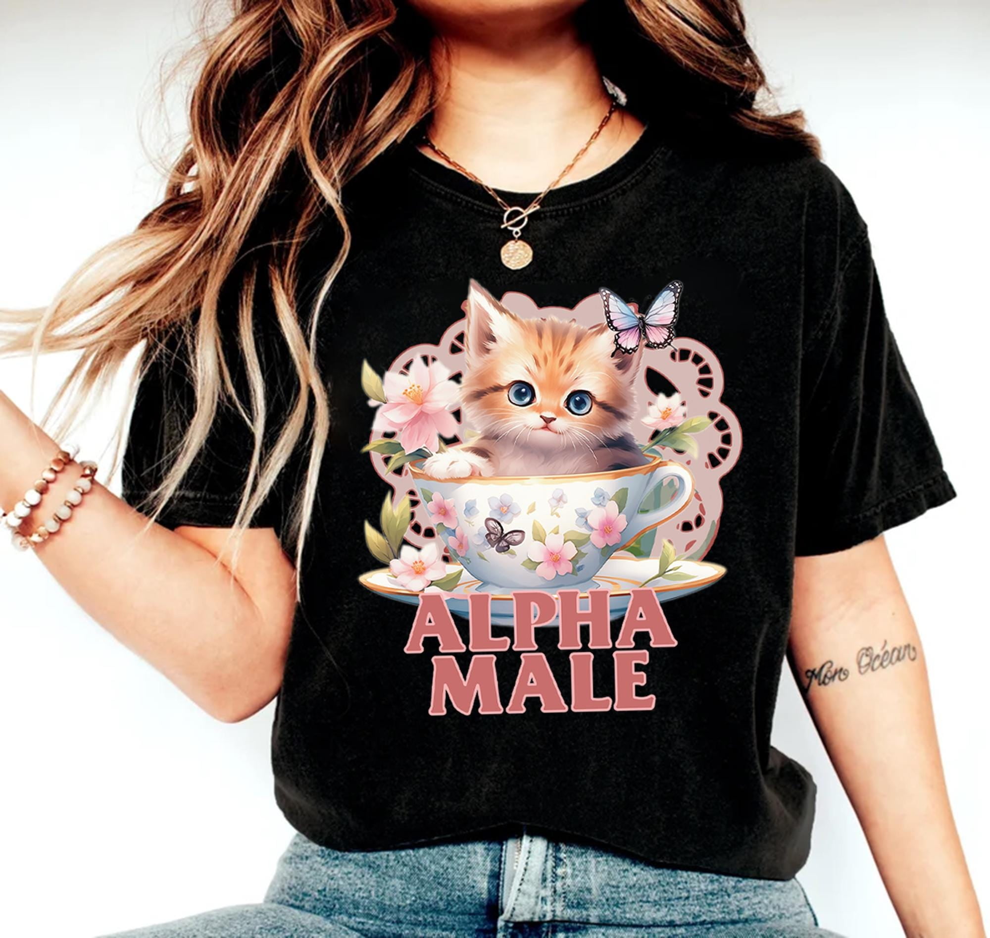 Alpha Male Funny Kitten T-shirt, Funny Cat Meme Shirt, Boyfriend Gifts ...