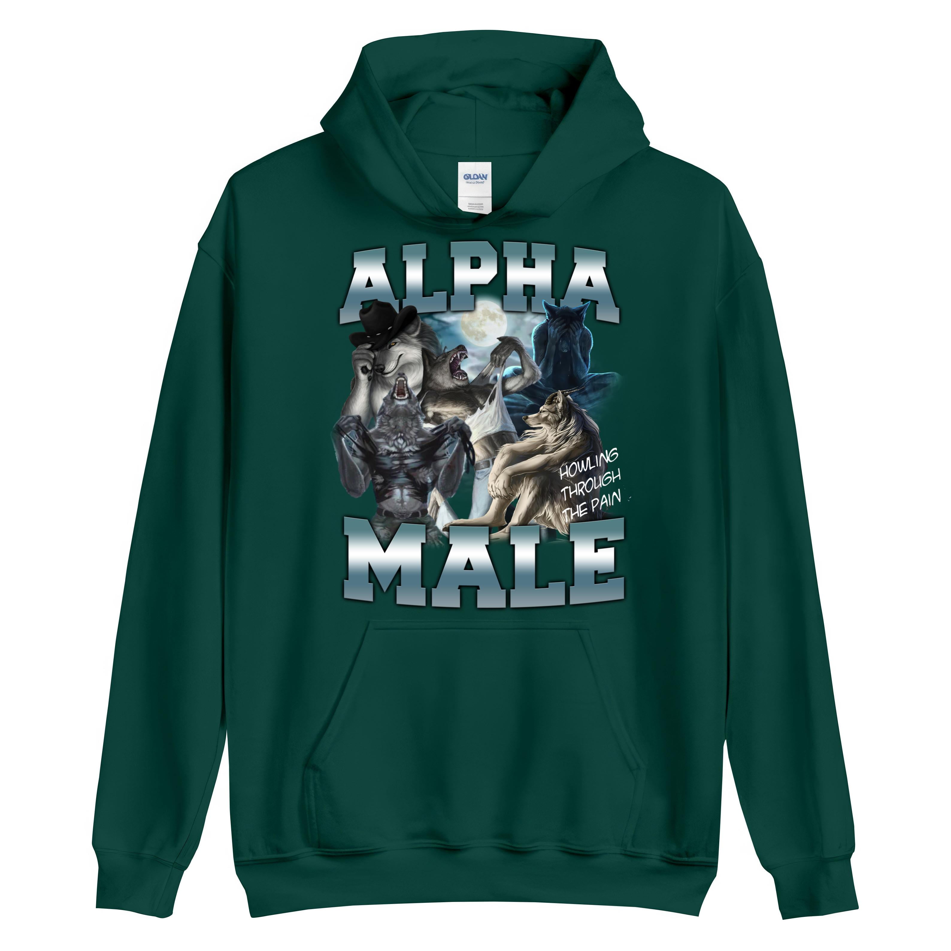 Alpha Male Ironic Shirt With Wolf Graphic, Ironic Alpha Male Unicorn ...