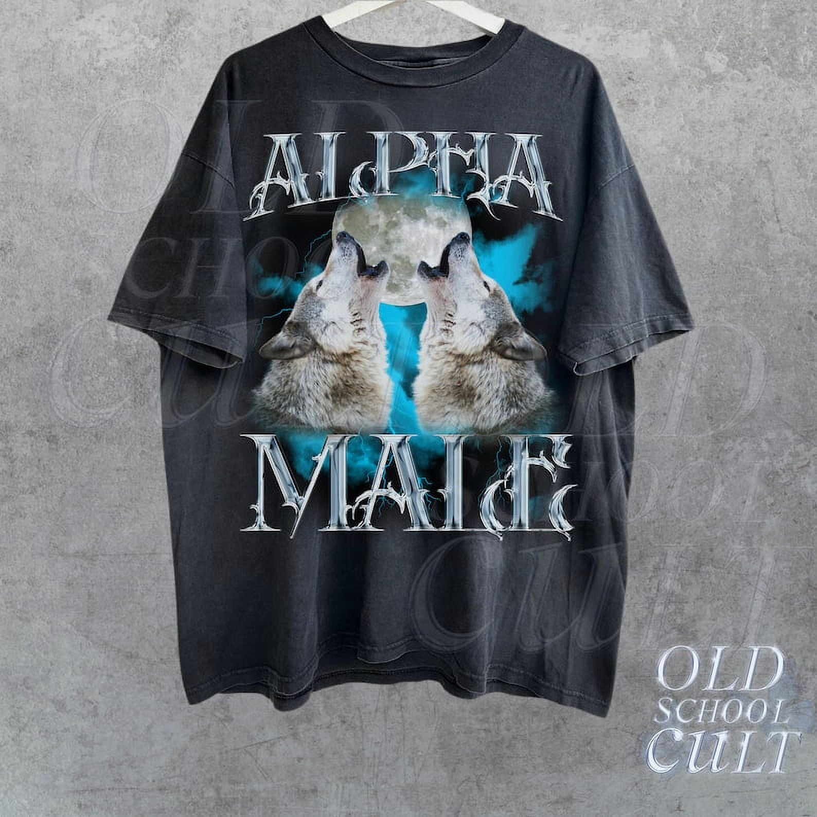 Alpha Male Vintage 90s Wolf T-Shirt, Retro Howling Wolf Moon Tee ...