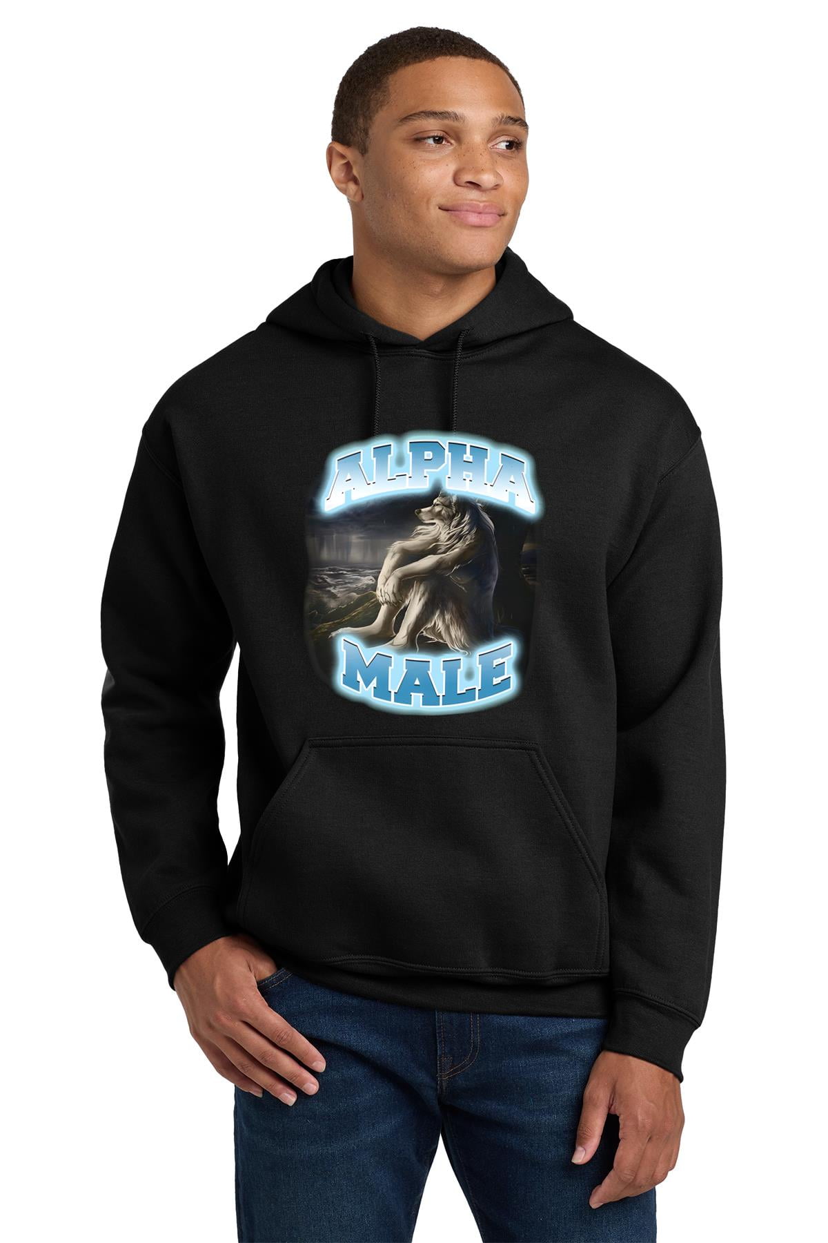 Alpha Male Wolf Meme Hoodie, Funny Unisex Cotton Design with Bold Animal Art, for men & women ...