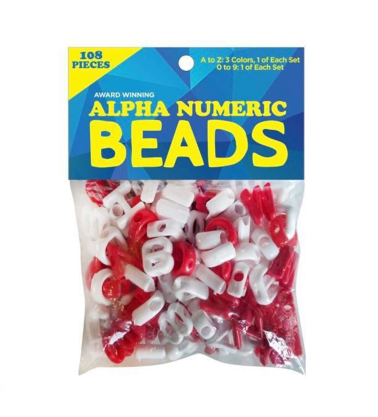 Alpha Numeric Beads Plastic Alphabet and Number Variety Pack 108 Ct ...