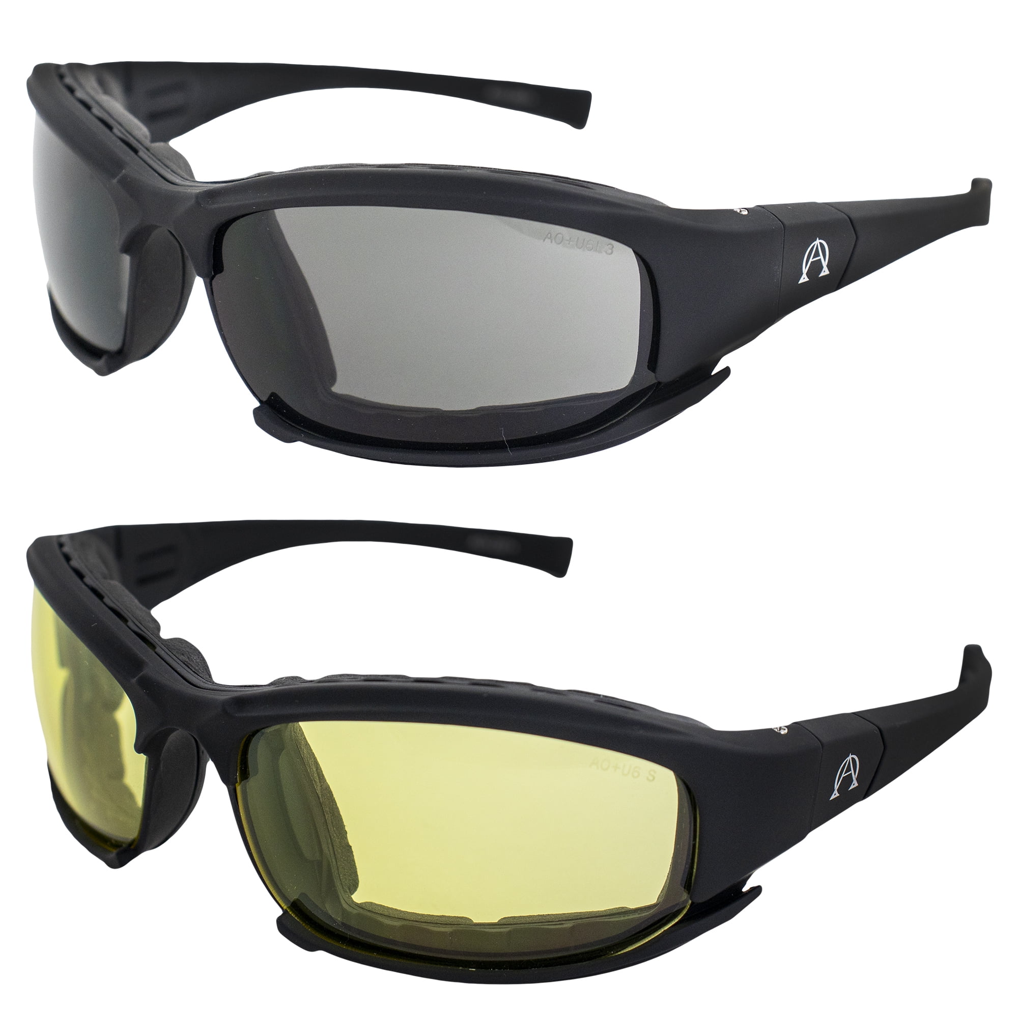 Alpha Omega 3 Motorcycle Sunglasses Foam Padded Riding Safety Glasses ...