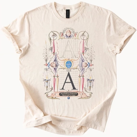 Alpha Omega Typography Cherub Graphic Angelic Design A Letter Art T ...