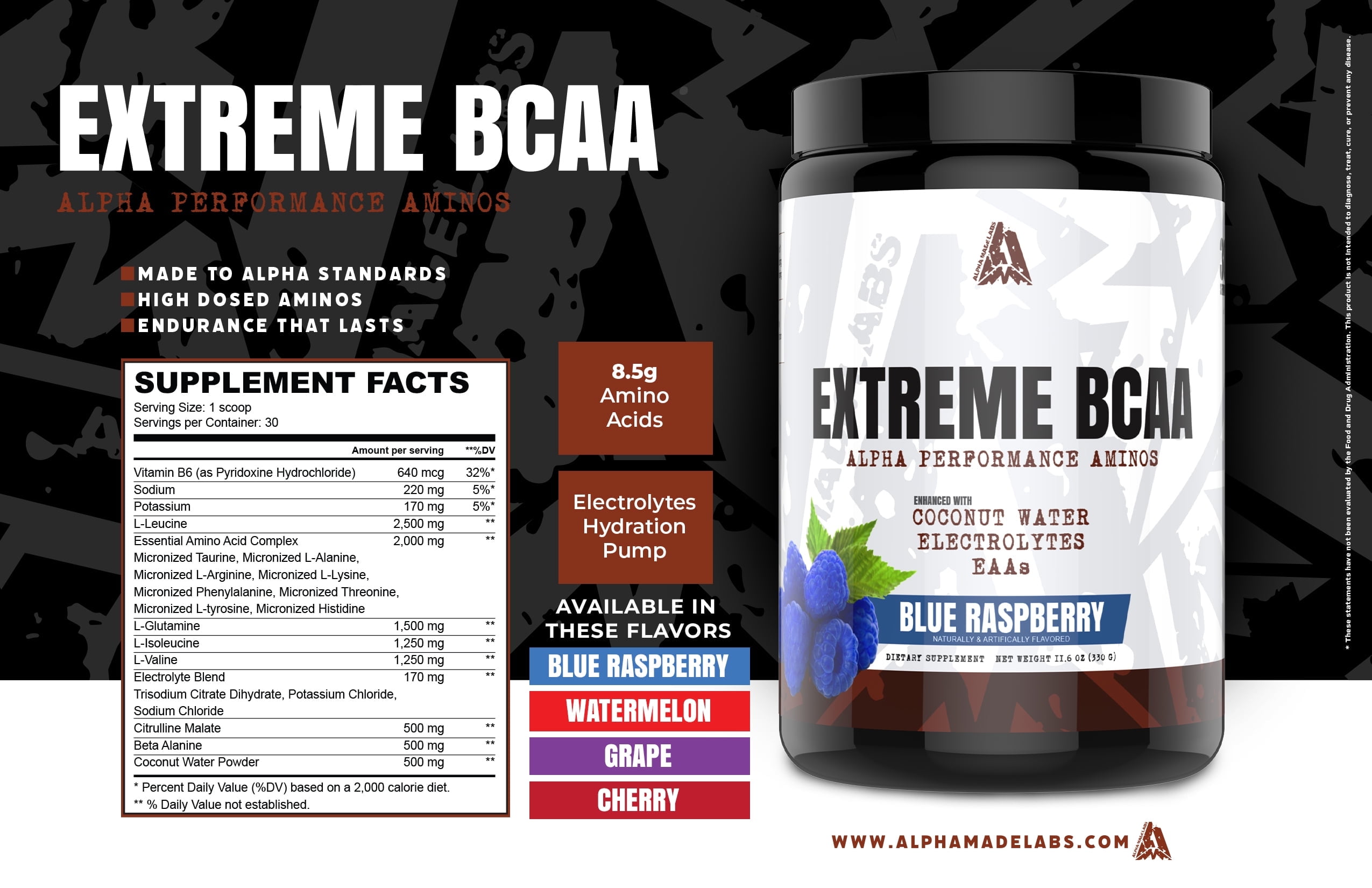 Alpha Performance Aminos Extreme BCAA Electrolytes Hydration BCAAs ...