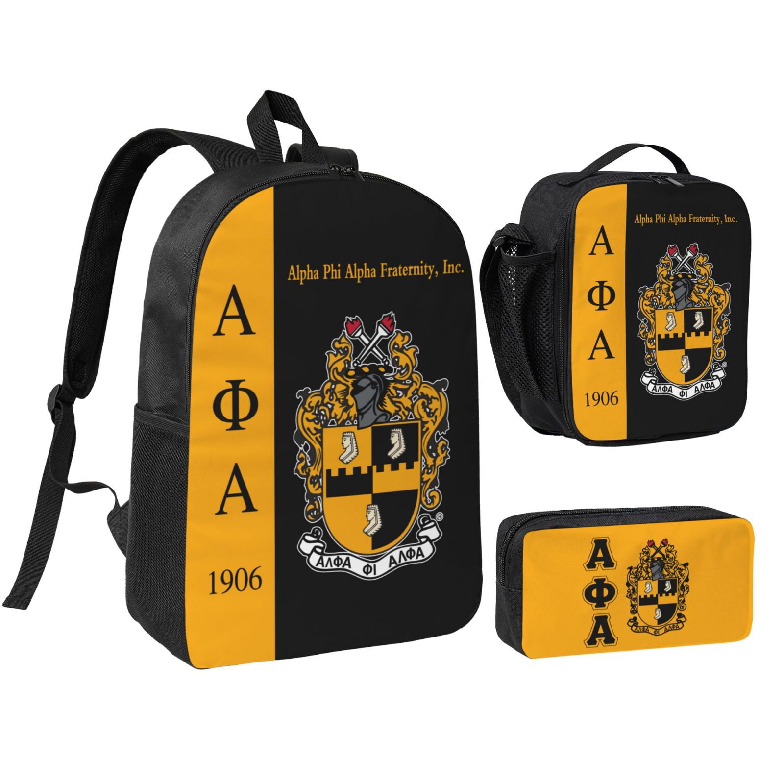 Alpha Phi Alpha Backpack with Insulated Lunch Box Pen Case Set Bookbags ...