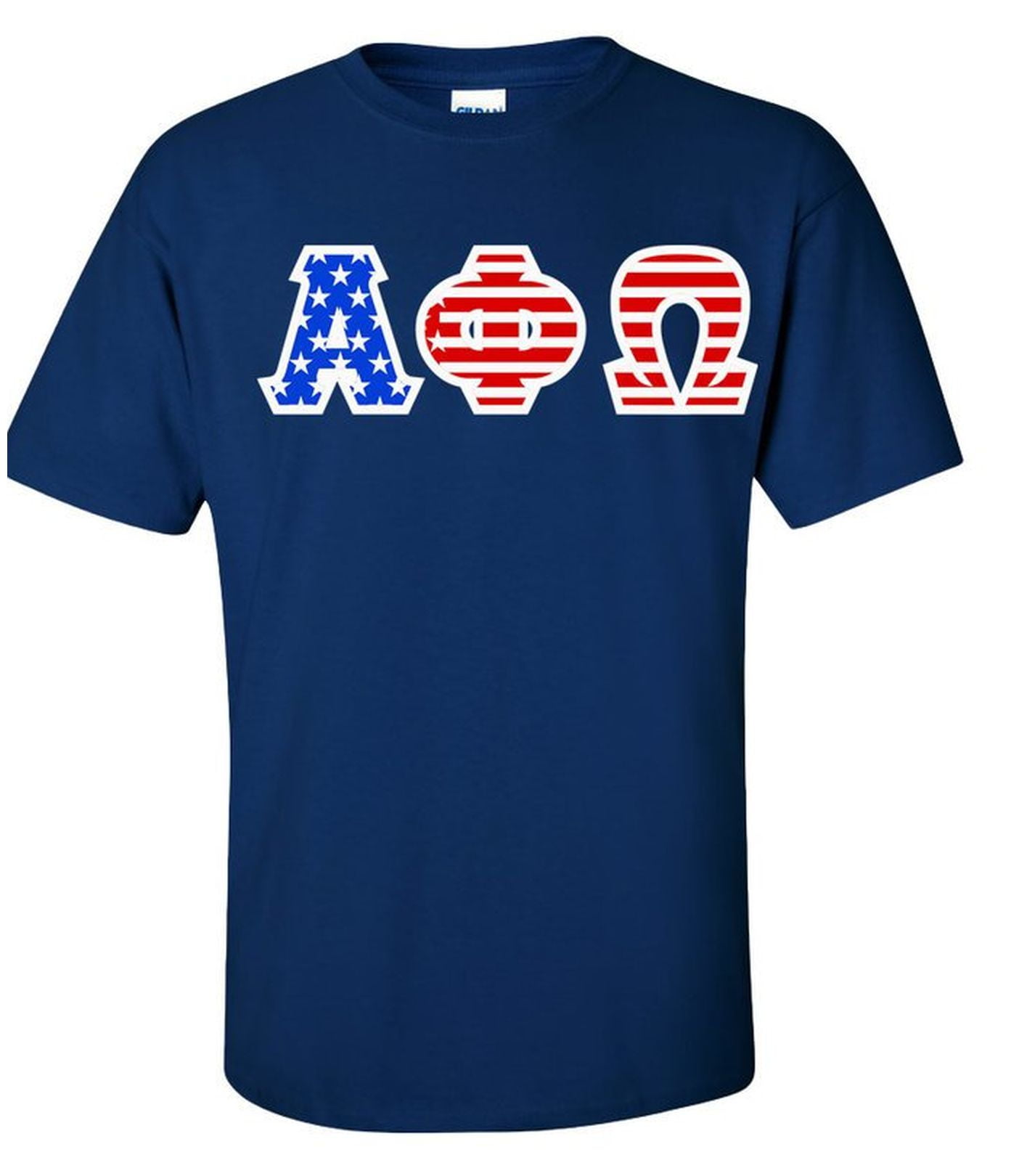 Alpha Phi Omega Greek Letter American Flag Tee Medium Navy Blue ...
