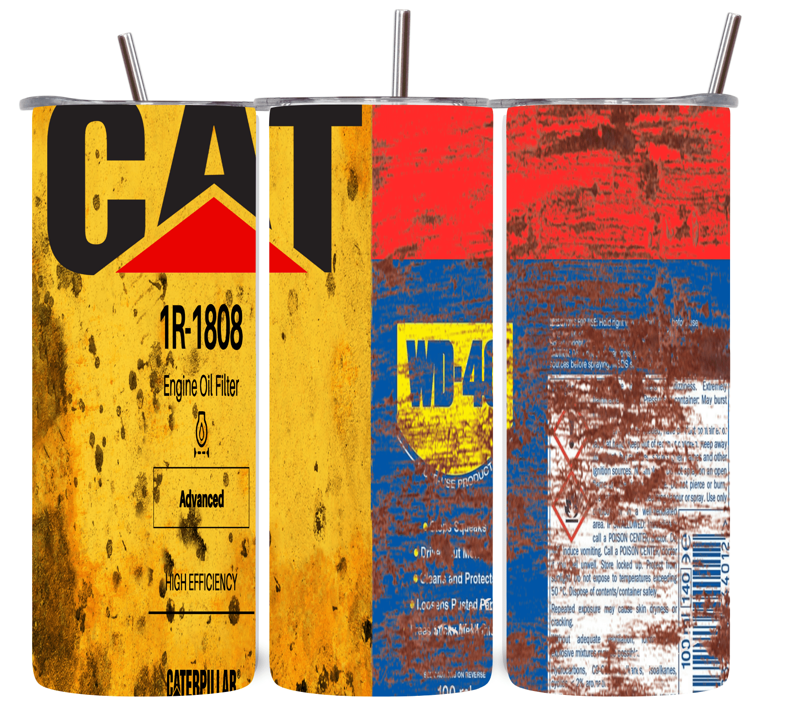 Alpha Printing 20oz Stainless Steel Tumbler – Half Cat Half WD-40 Look ...