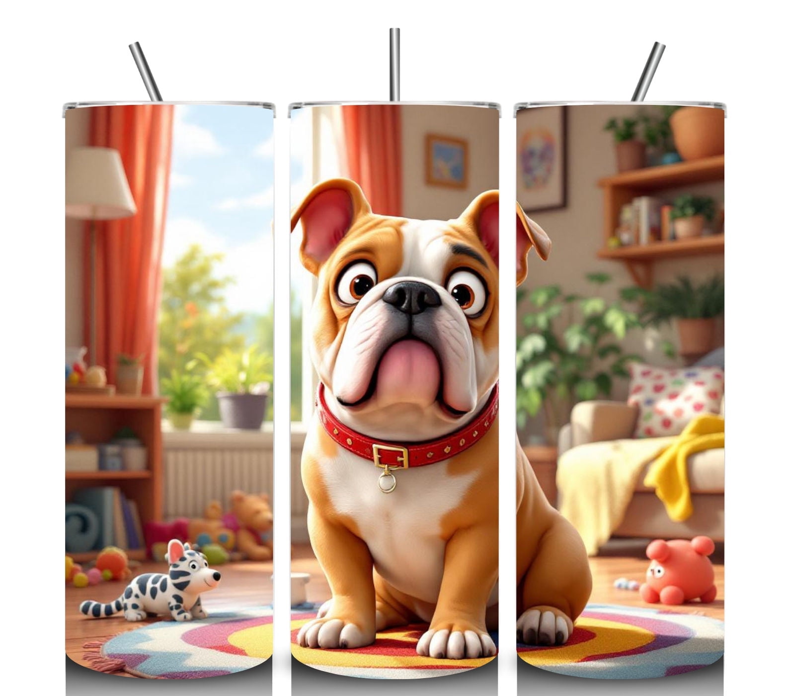 Alpha Printing 20oz Stainless Steel Tumbler – Pitbull Dog with Colorful ...
