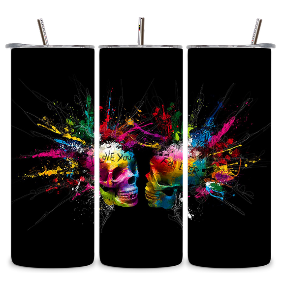 Alpha Printing 20oz Stainless Steel Tumbler – Skulls in Dark Background ...