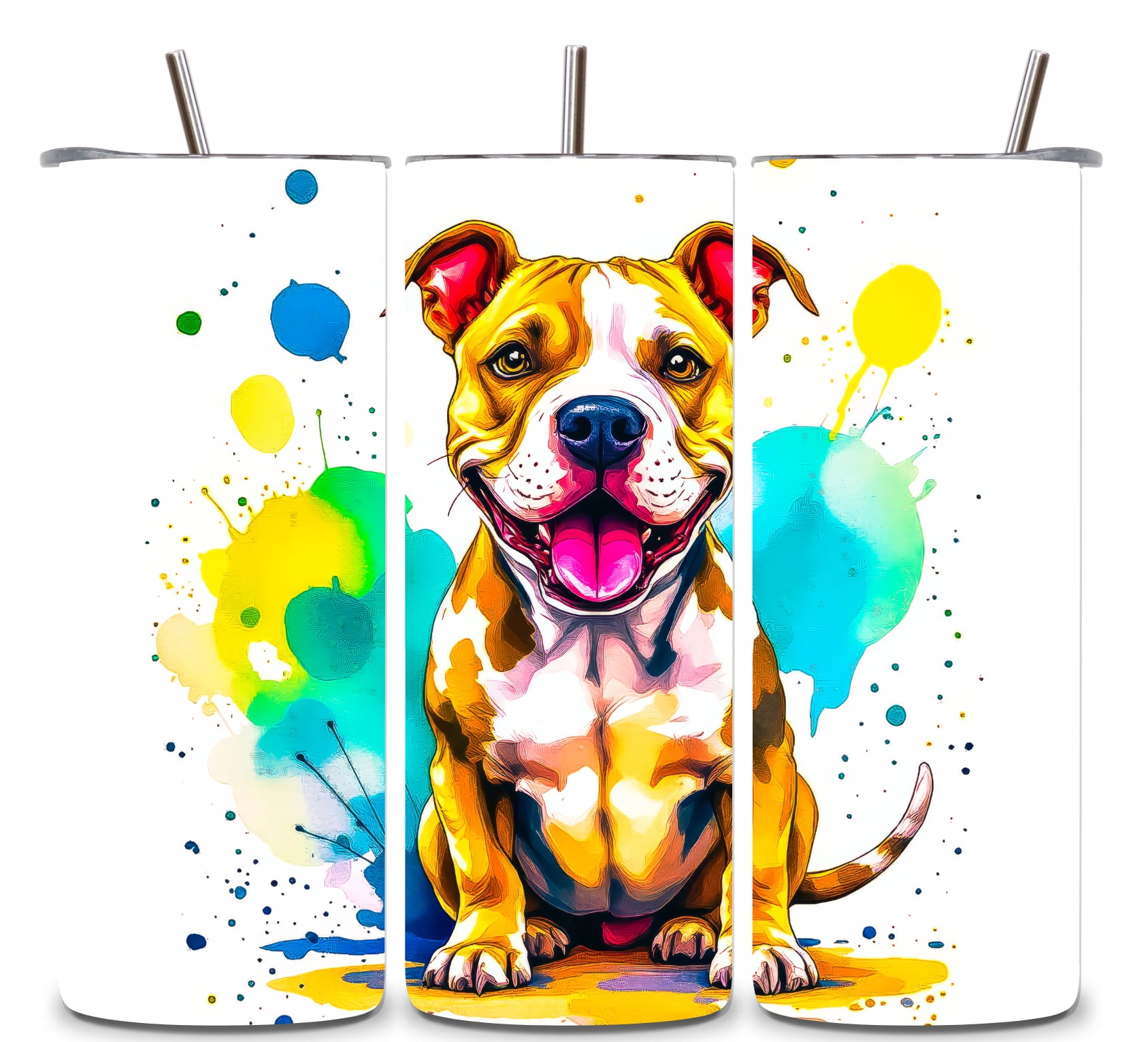 Alpha Printing 20oz Stainless Steel Tumbler with Straw – Pitbull Puppy ...