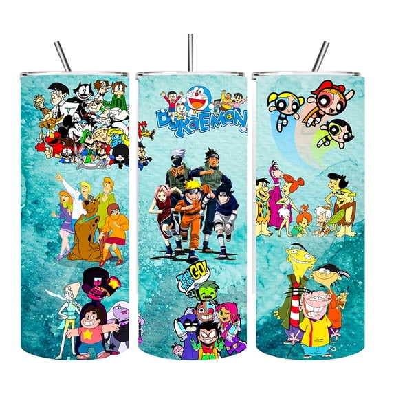 Alpha Printing 20oz Stainless Steel Tumbler with Straw Anime Character ...