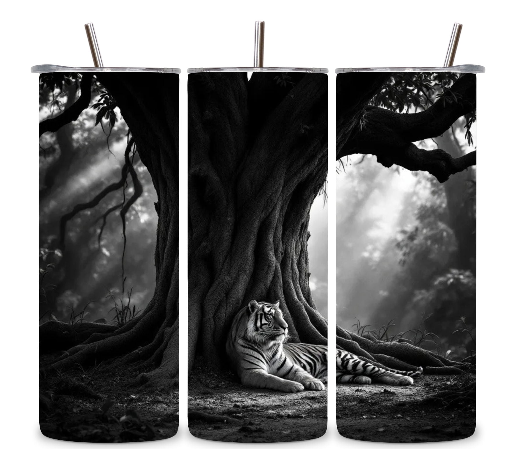 Alpha Printing 20oz Stainless Steel Tumbler with Straw Black and White ...