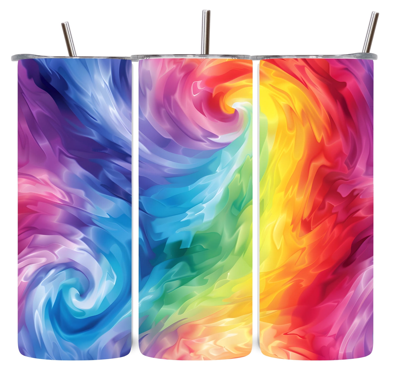 Alpha Printing 20oz Stainless Steel Tumbler with Straw Rainbow Swirl ...