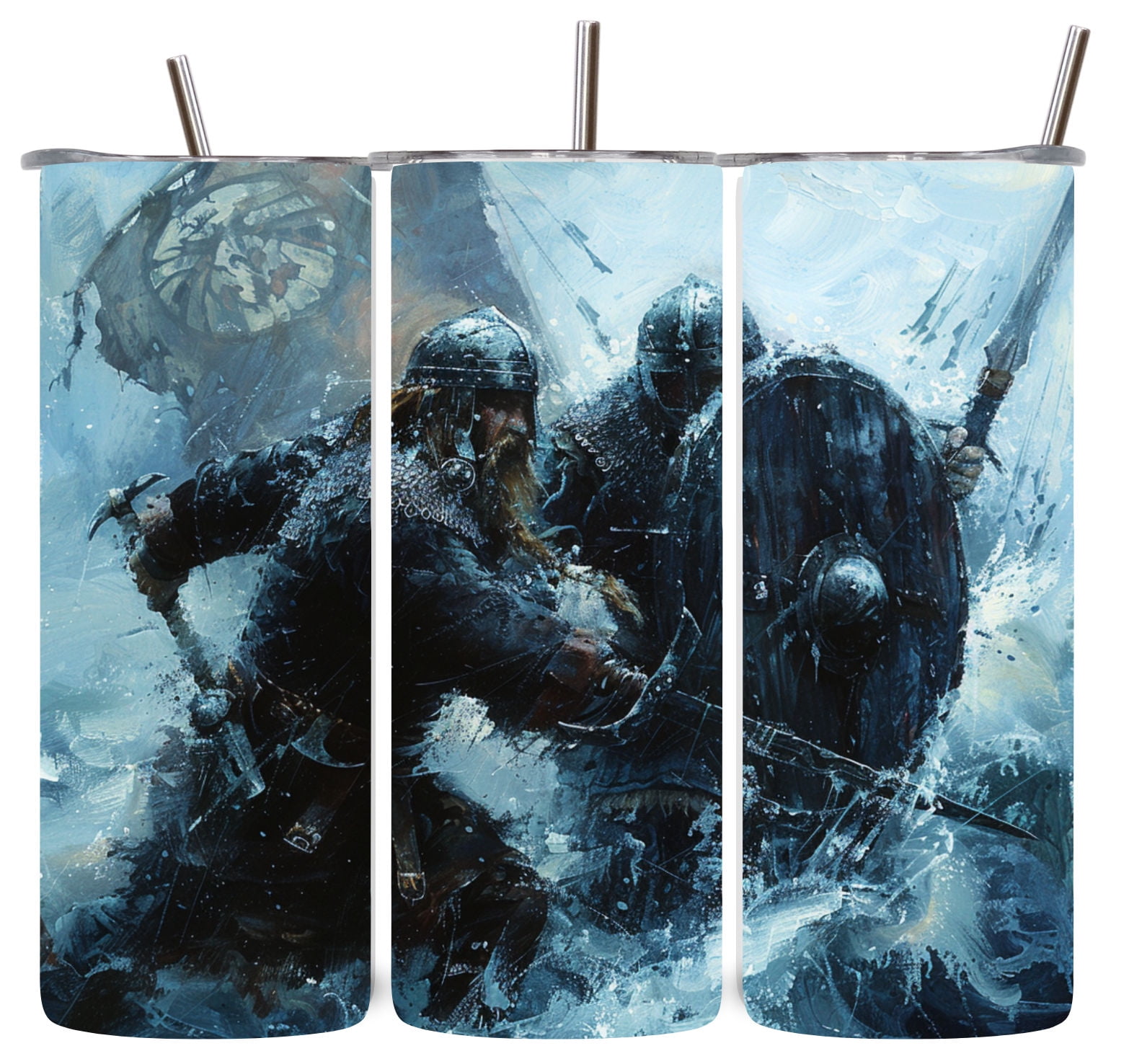 Alpha Printing 20oz Stainless Steel Tumbler with Straw Viking Battle ...