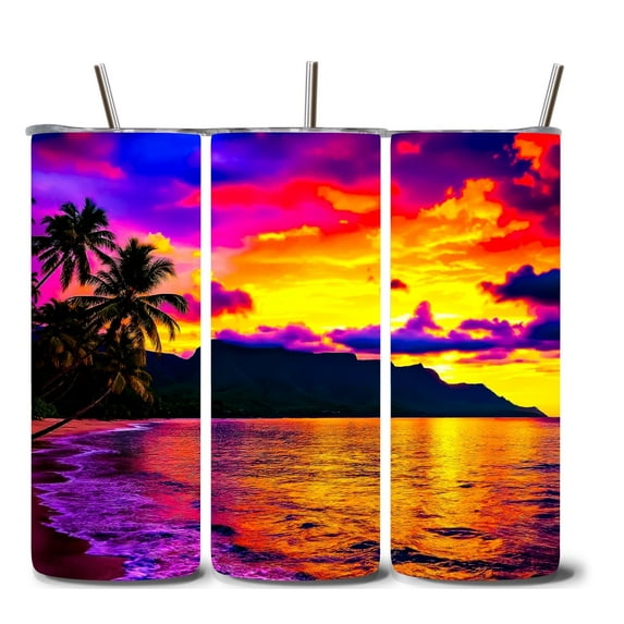 Alpha Printing 20oz Stainless-Steel Tumblers-Beach View Design - Alpha ...