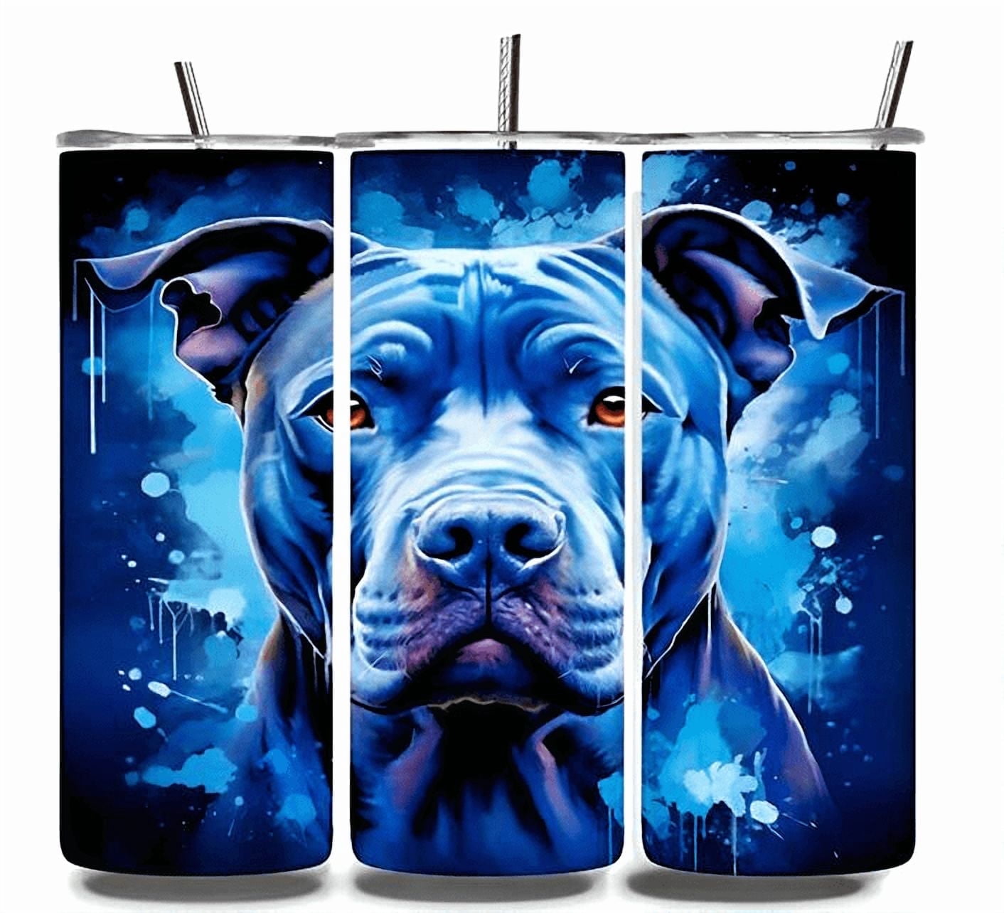Alpha Printing 20oz Stainless Steel Tumbler – Blue Swirly Pitbull Full ...