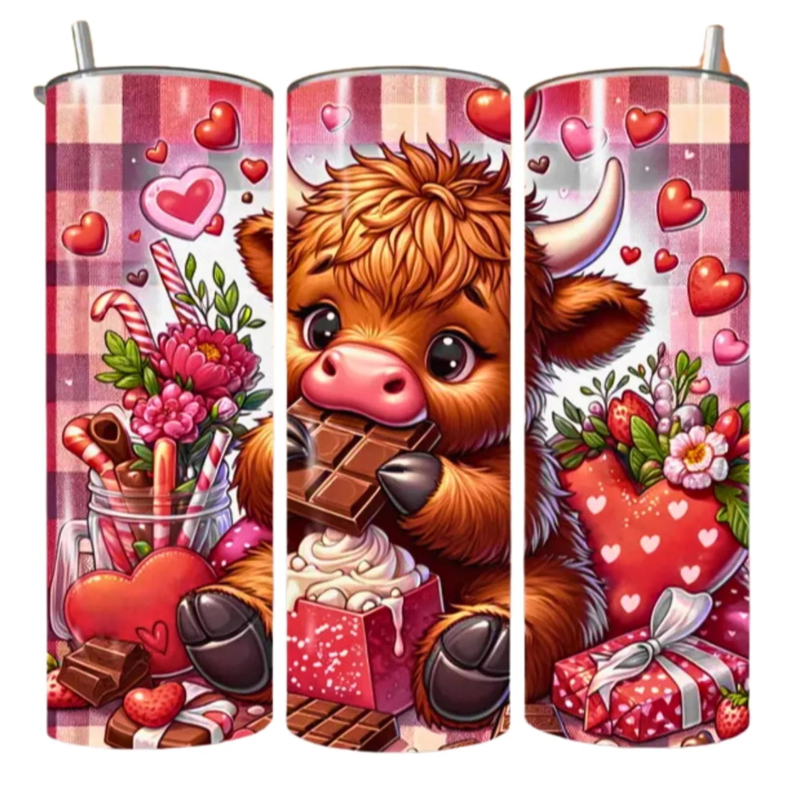 Alpha Printing 20oz Stainless Steel Tumbler – Cow with Hearts ...