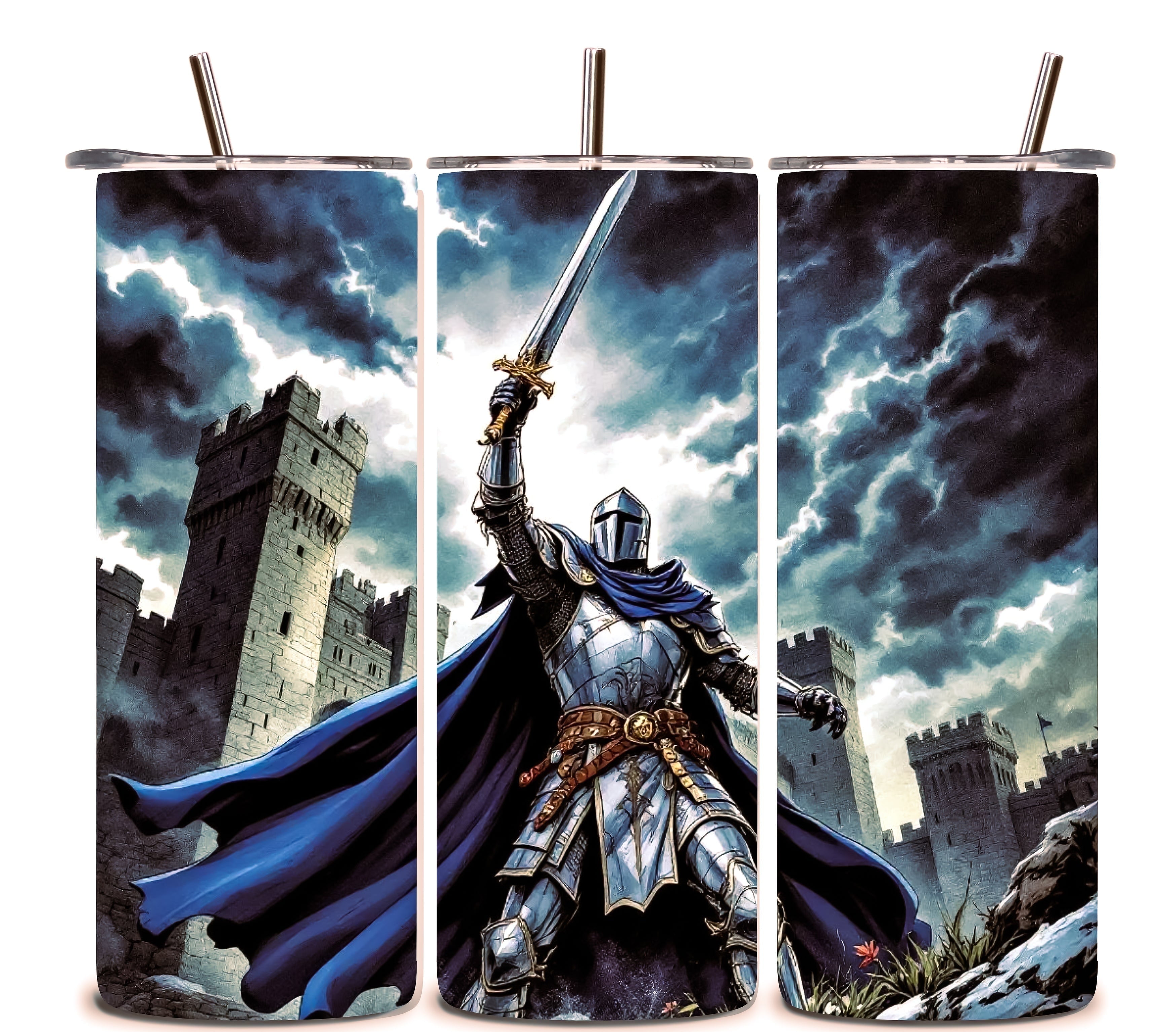 Alpha Printing 20oz Stainless-Steel Tumblers-Knight Standing Design ...