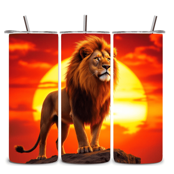 Alpha Printing 20oz Stainless-Steel Tumblers-Lion At Sunset Design - Walmart.com