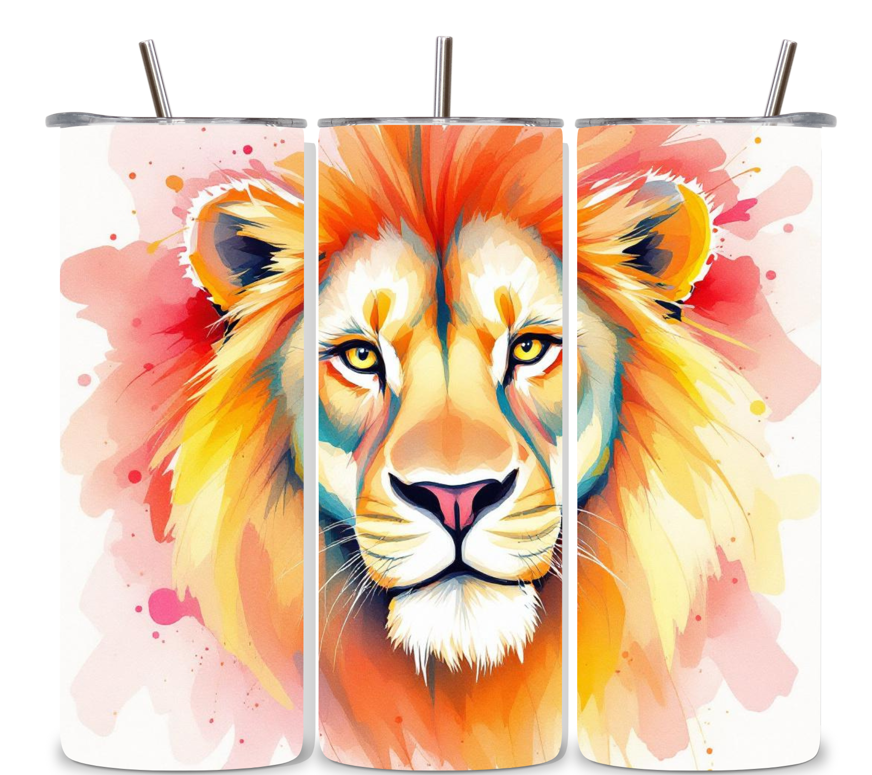 Alpha Printing 20oz Stainless Steel Tumbler – Lion with Colorful ...