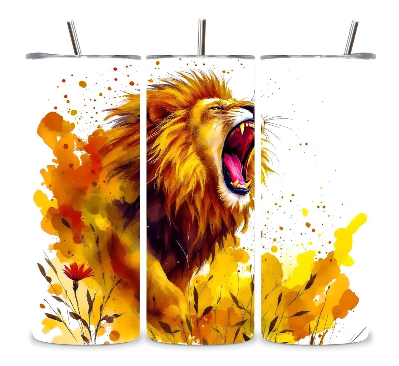 Alpha Printing 20oz Stainless-Steel Tumblers-Lion Roaring Design ...