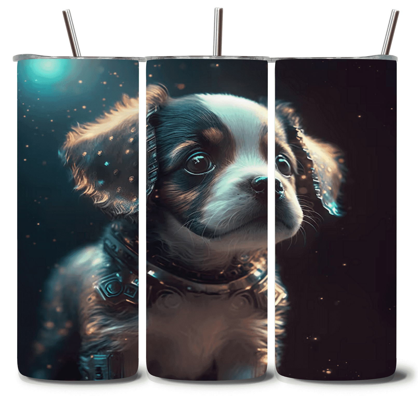 Alpha Printing 20oz Stainless-Steel Tumblers-Space Puppy Design ...