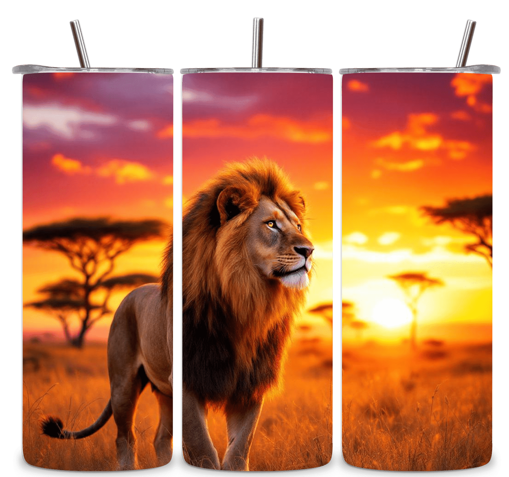 Alpha Printing 20oz Stainless Steel Tumbler – Lion on African Plains ...