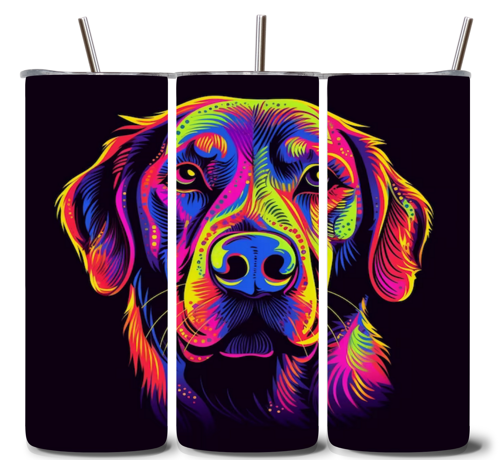 Alpha Printing 20oz Tumbler with Straw – Neon Labrador Design - Walmart.com