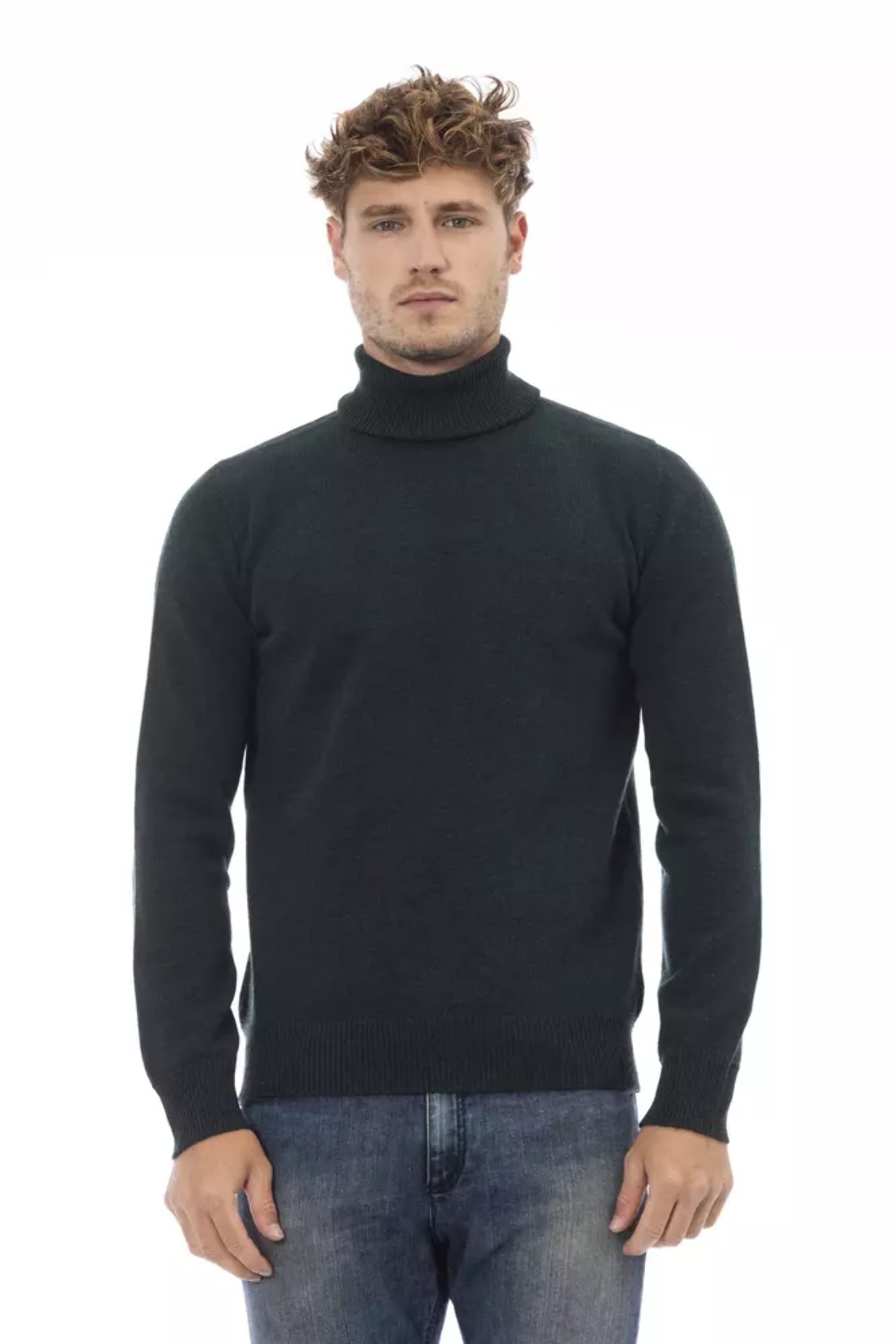 Alpha Studio Elegant Green Turtleneck Woolen Sweater - Walmart.com