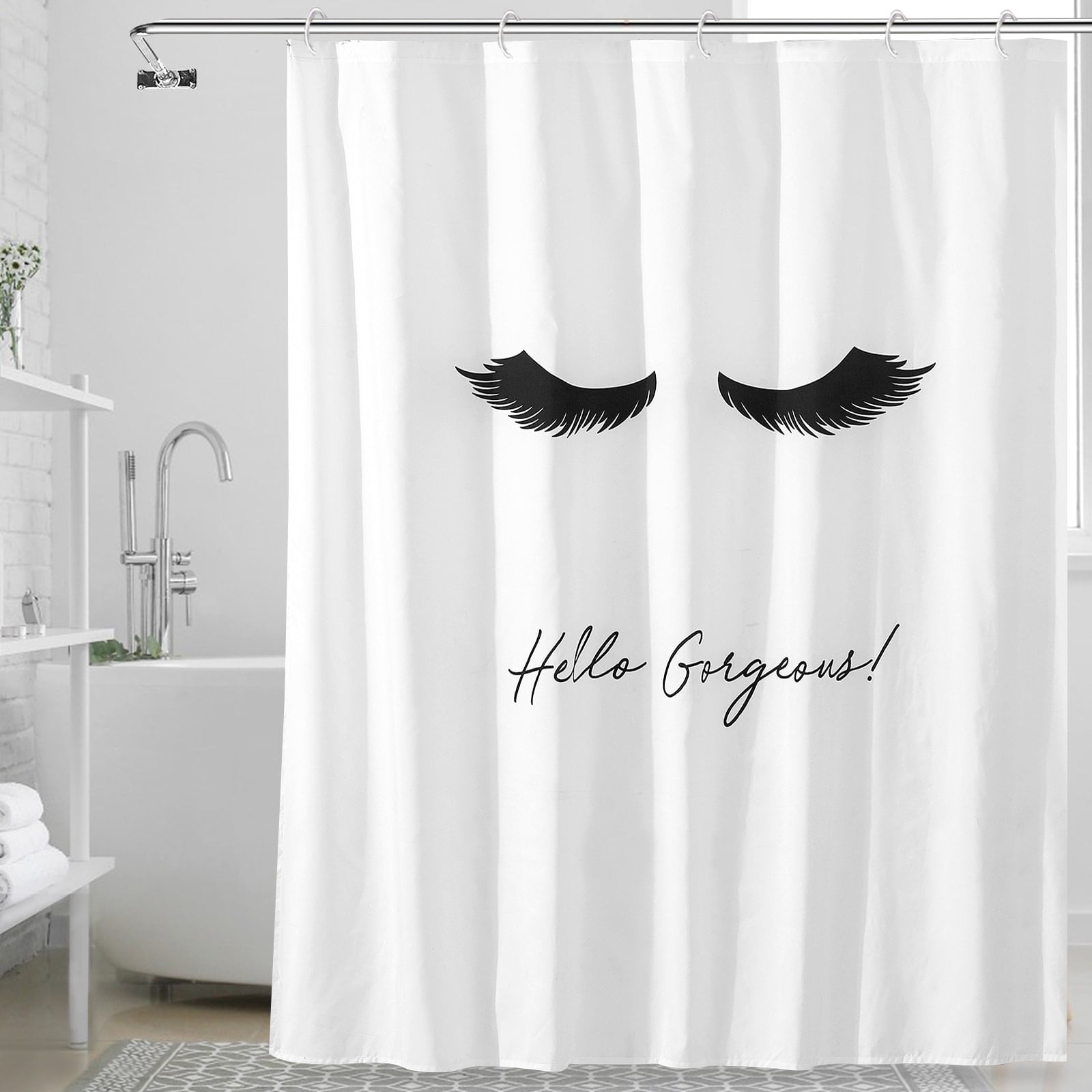 Alpha Textile LLC LASH OUT LOUD Shower Curtain-Black Lashes White Shy ...