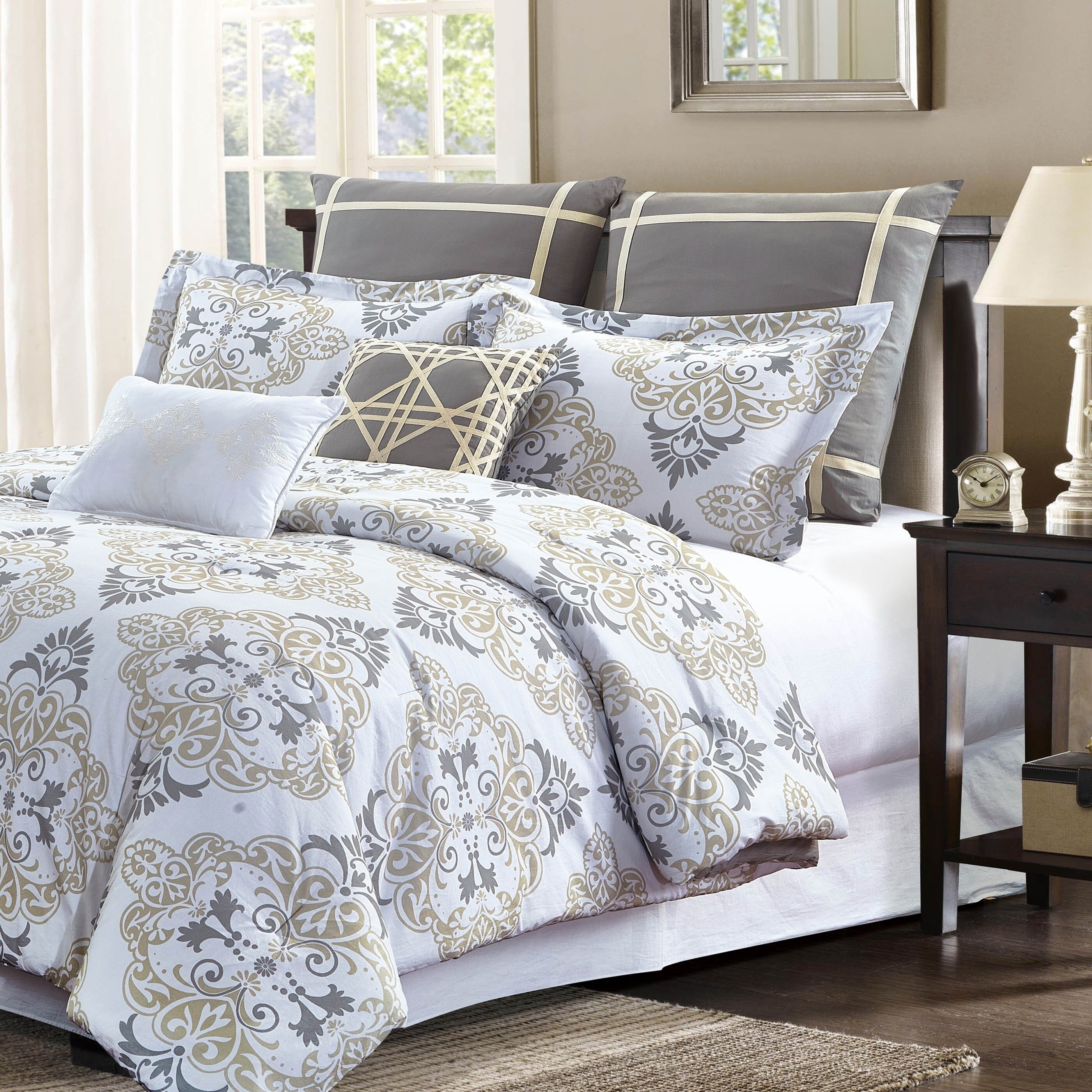 Alpha Textile LLC Style Quarters Suri 7pc Comforter Set - Gray and ...