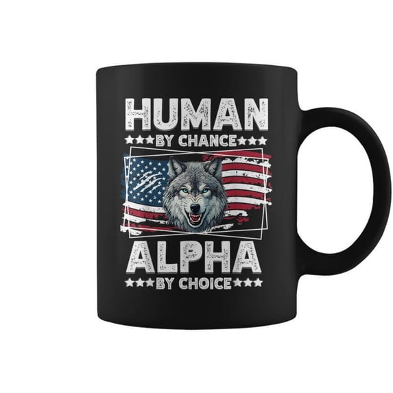 Alpha Wolf Meme Human By Chance American Flag Usa Coffee Mugs - Walmart.com