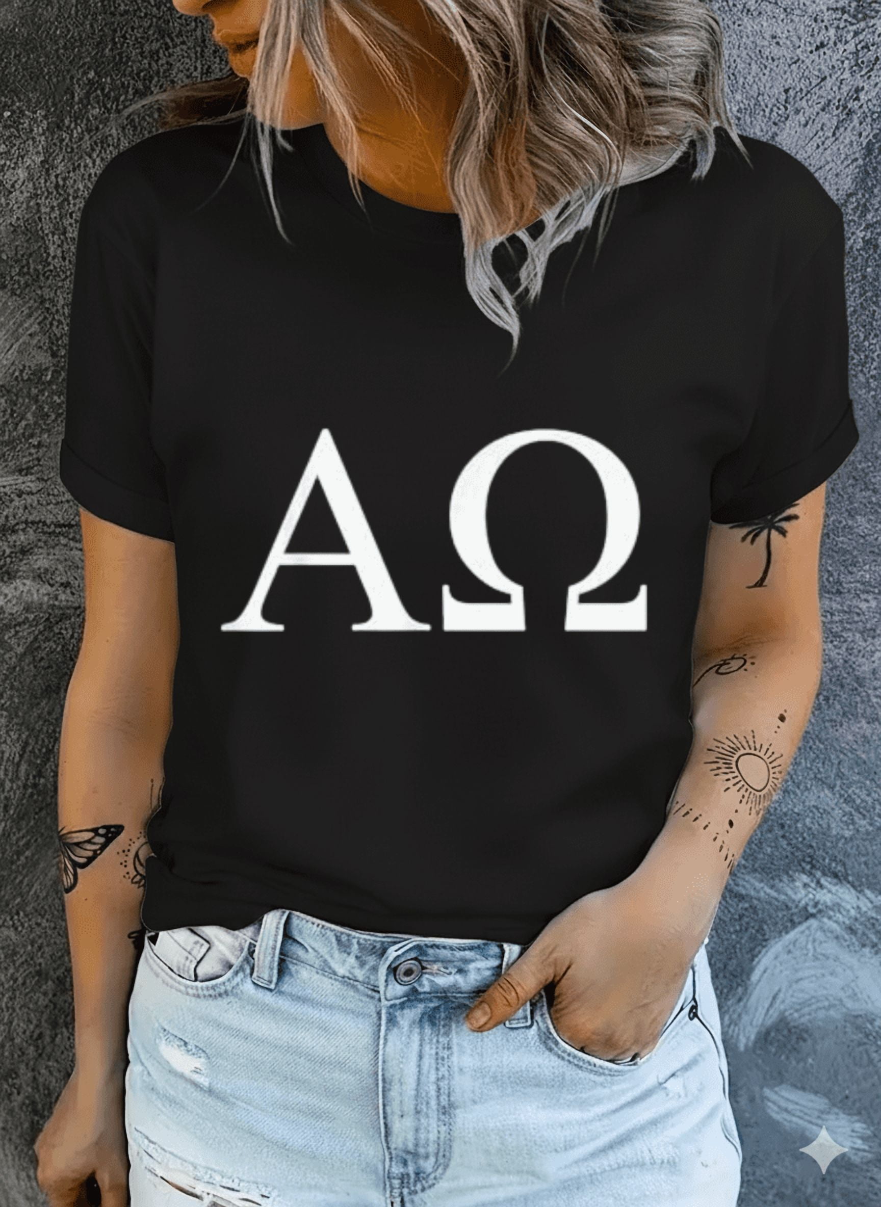 Alpha and Omega Biblical Christian Symbol Graphic Unisex T-Shirt, up to Size 5XL - Walmart.com