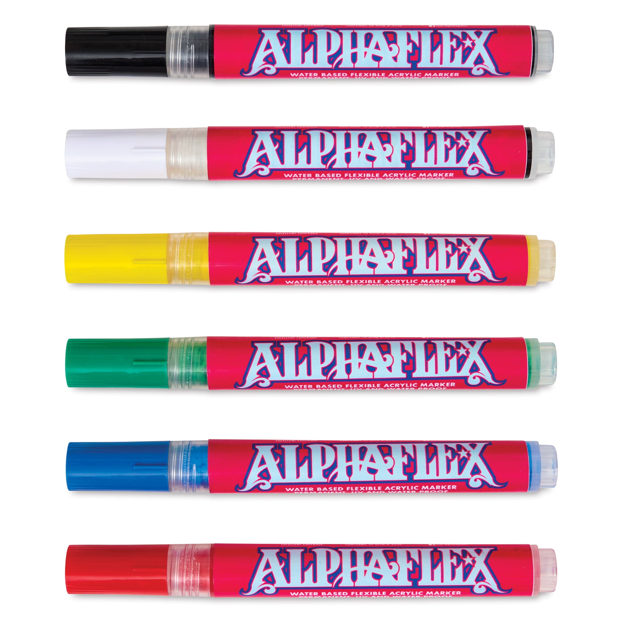 Alpha6 AlphaFlex Textile and Leather Paint Markers - Assorted Colors, 4 ...