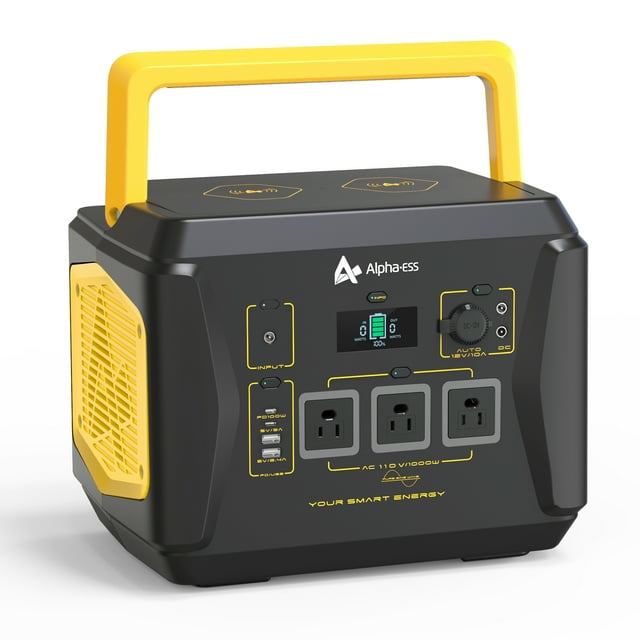 AlphaESS 1000W Portable Power Station, 1036Wh Solar Generator, Indoor Use, Emergency, Camping ...