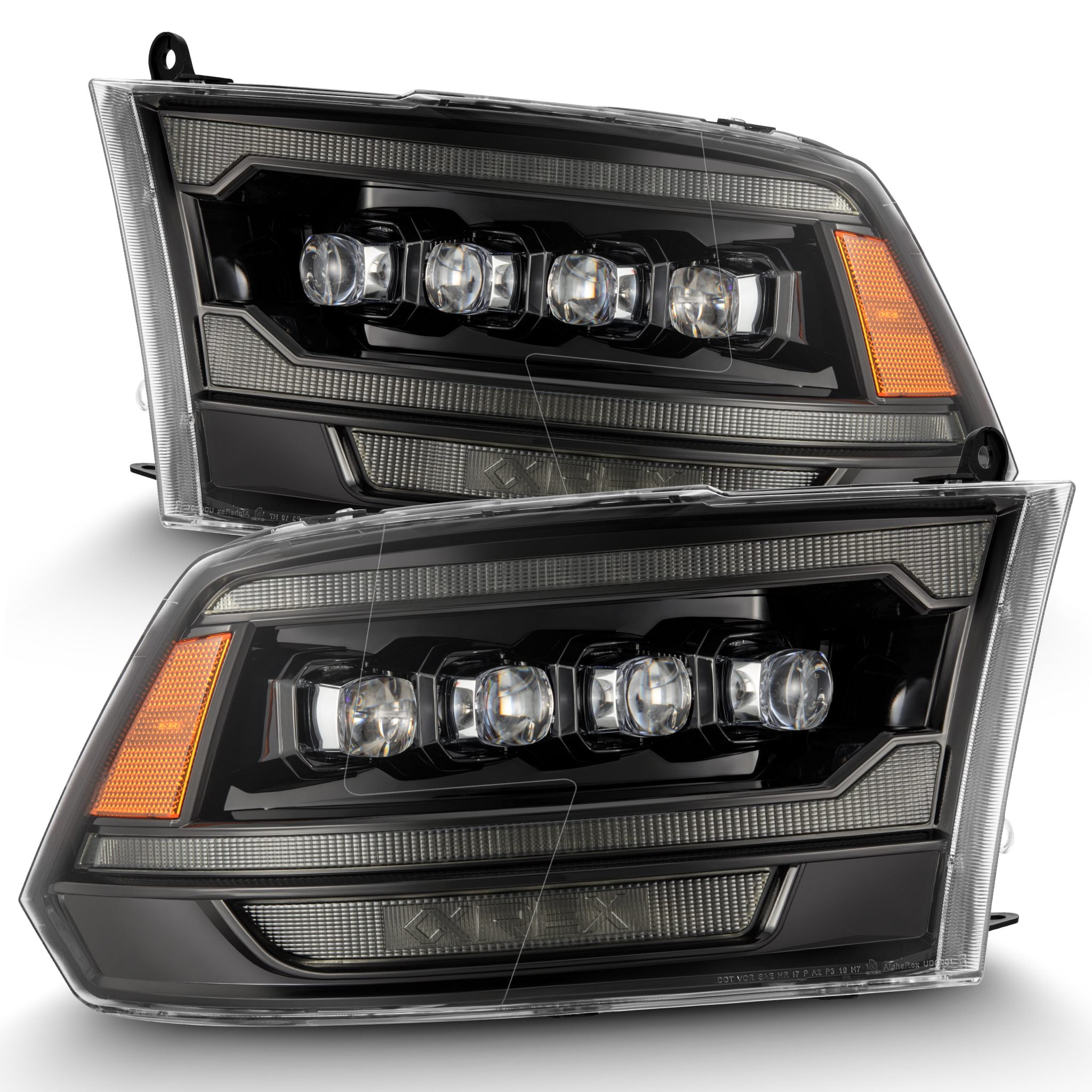 AlphaRex LED Projector Headlights for 09-18 Ram Truck, Alpha-Black ...