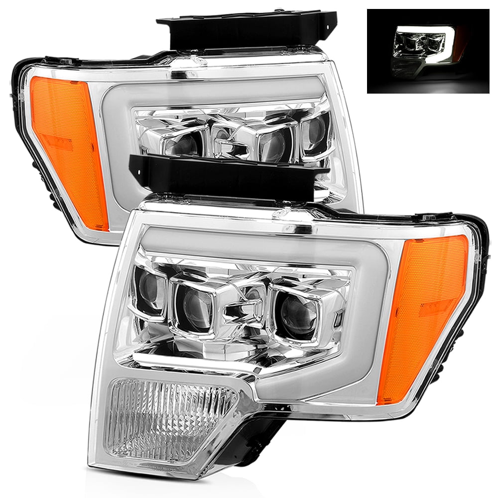 AlphaRex Base Model Chrome 09-14 Ford F150 DRL LED Tube Dual Projector ...