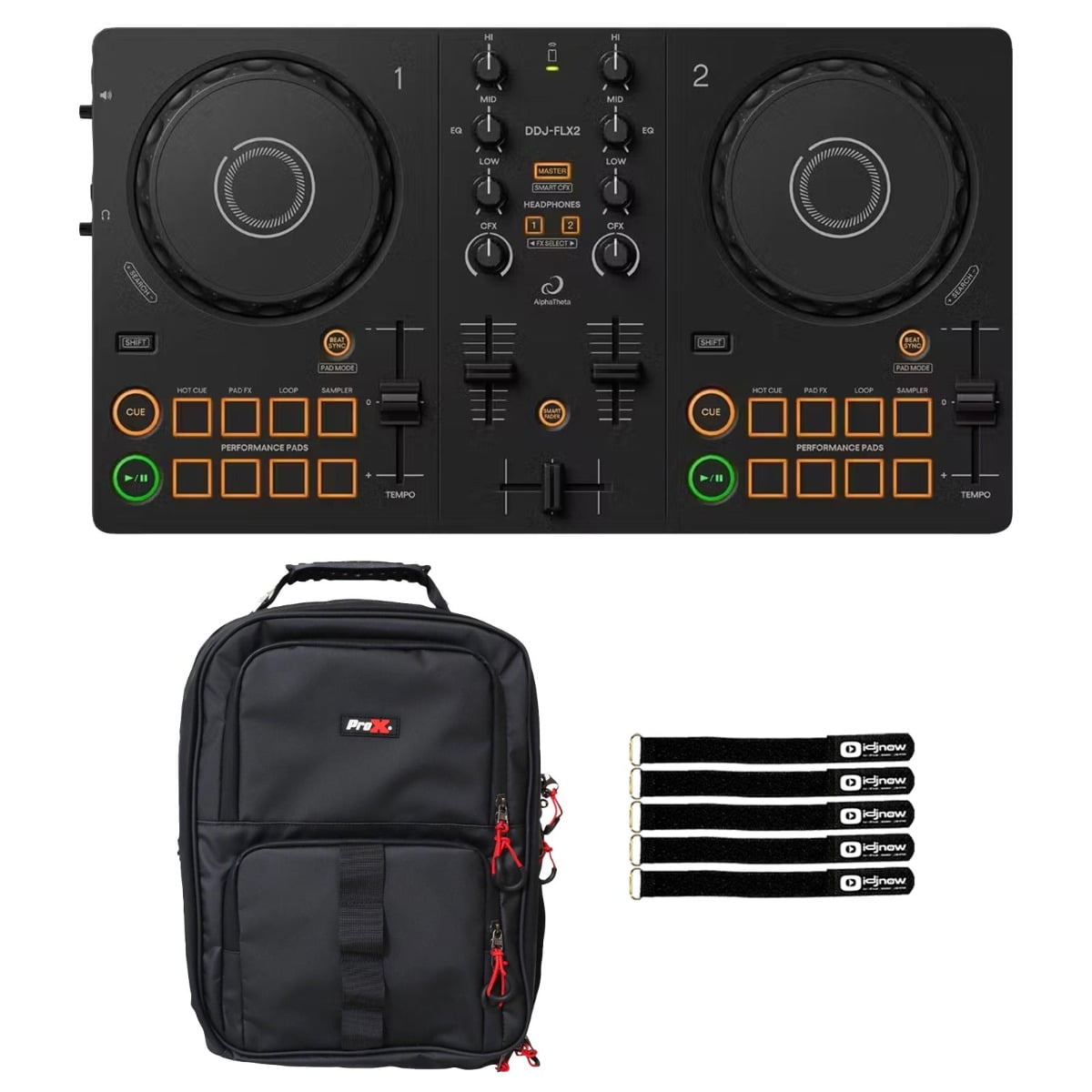 AlphaTheta DDJ-FLX2 Compact 2-Channel DJ Controller with Backpack Package - Walmart.com