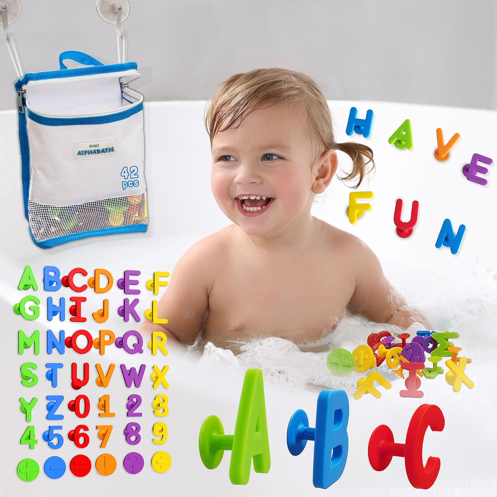 Alphabath Suction Bath Toys Alphabet Letters Numbers 42Pcs Montessori ...