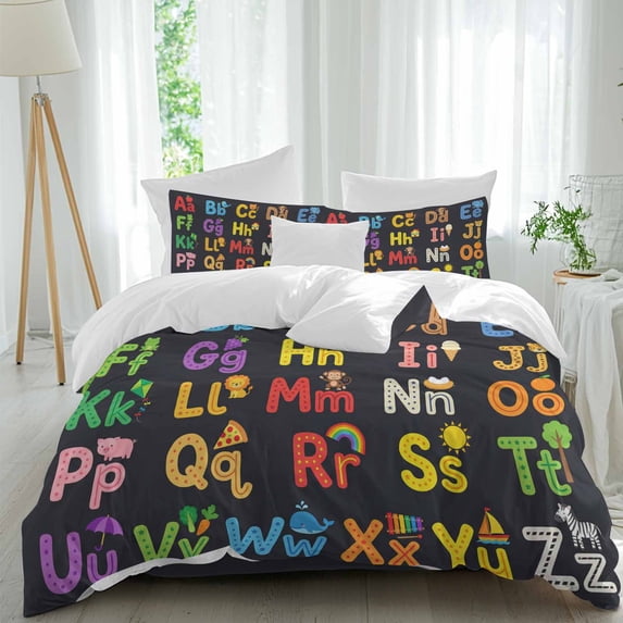 Alphabet 4 Piece Duvet Cover Set Queen Size American Cartoon Early ...