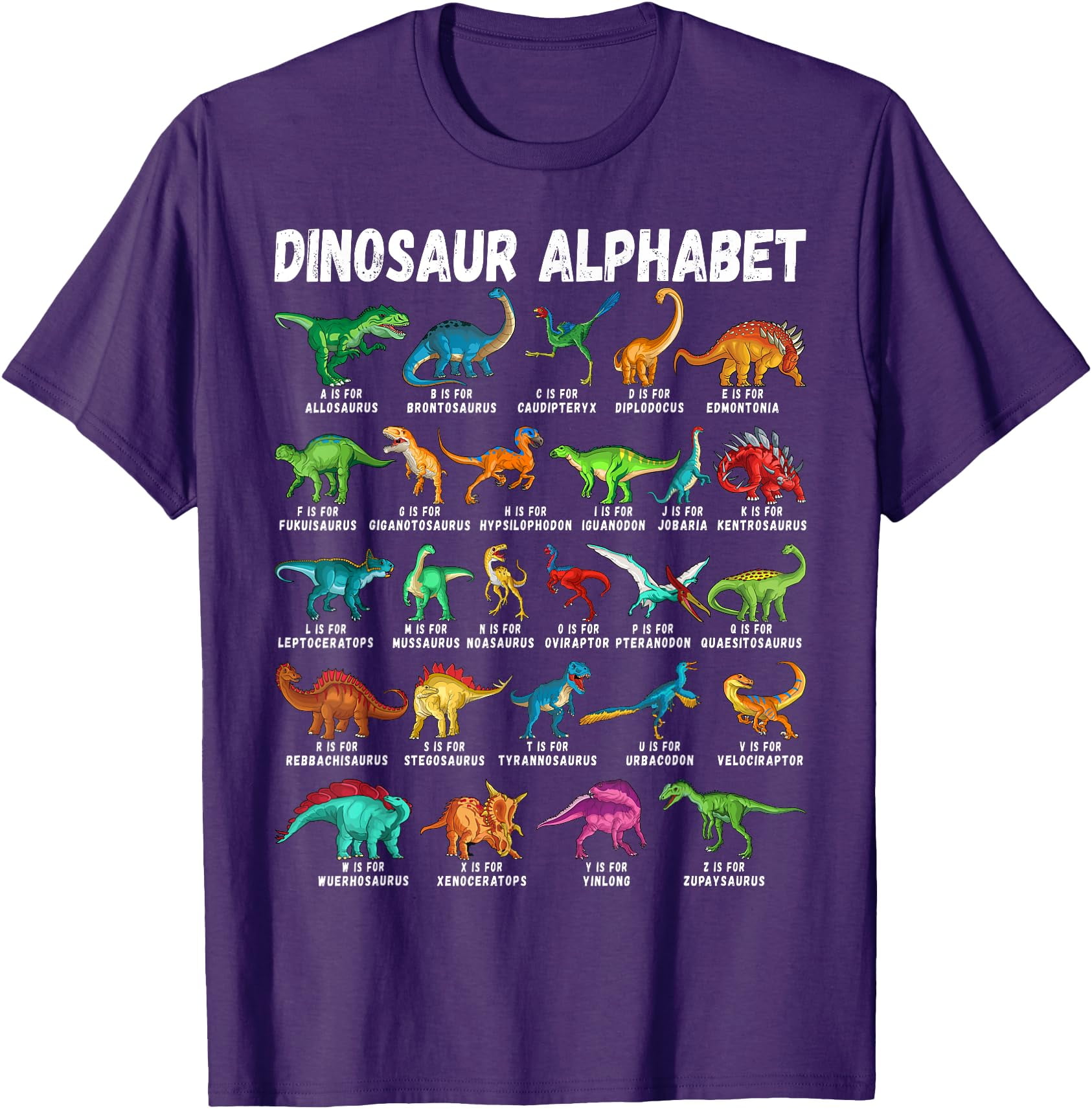 Alphabet A-Z ABC Types Of Dinosaurs Dino Identification Unisex T-Shirt ...